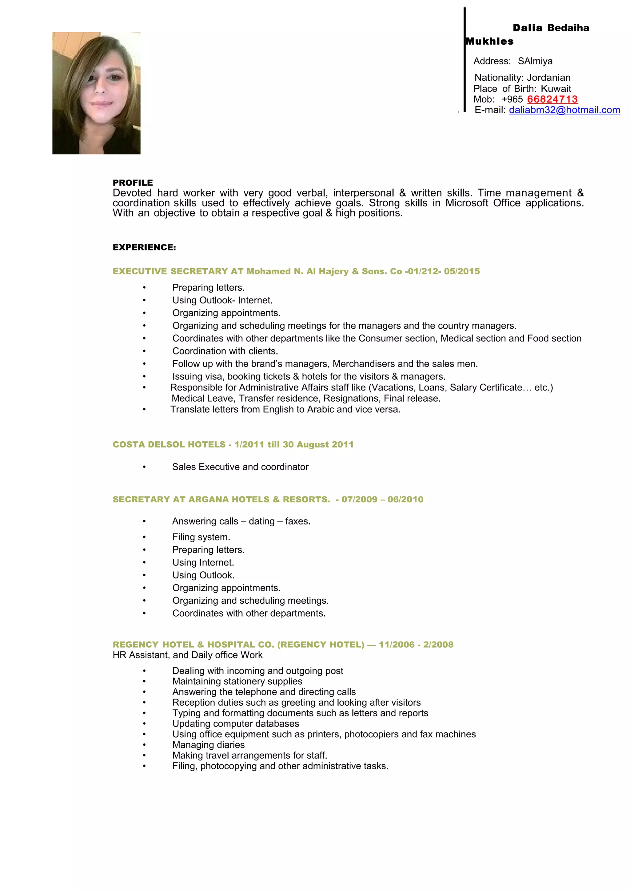 Dalia's CV. | DOC