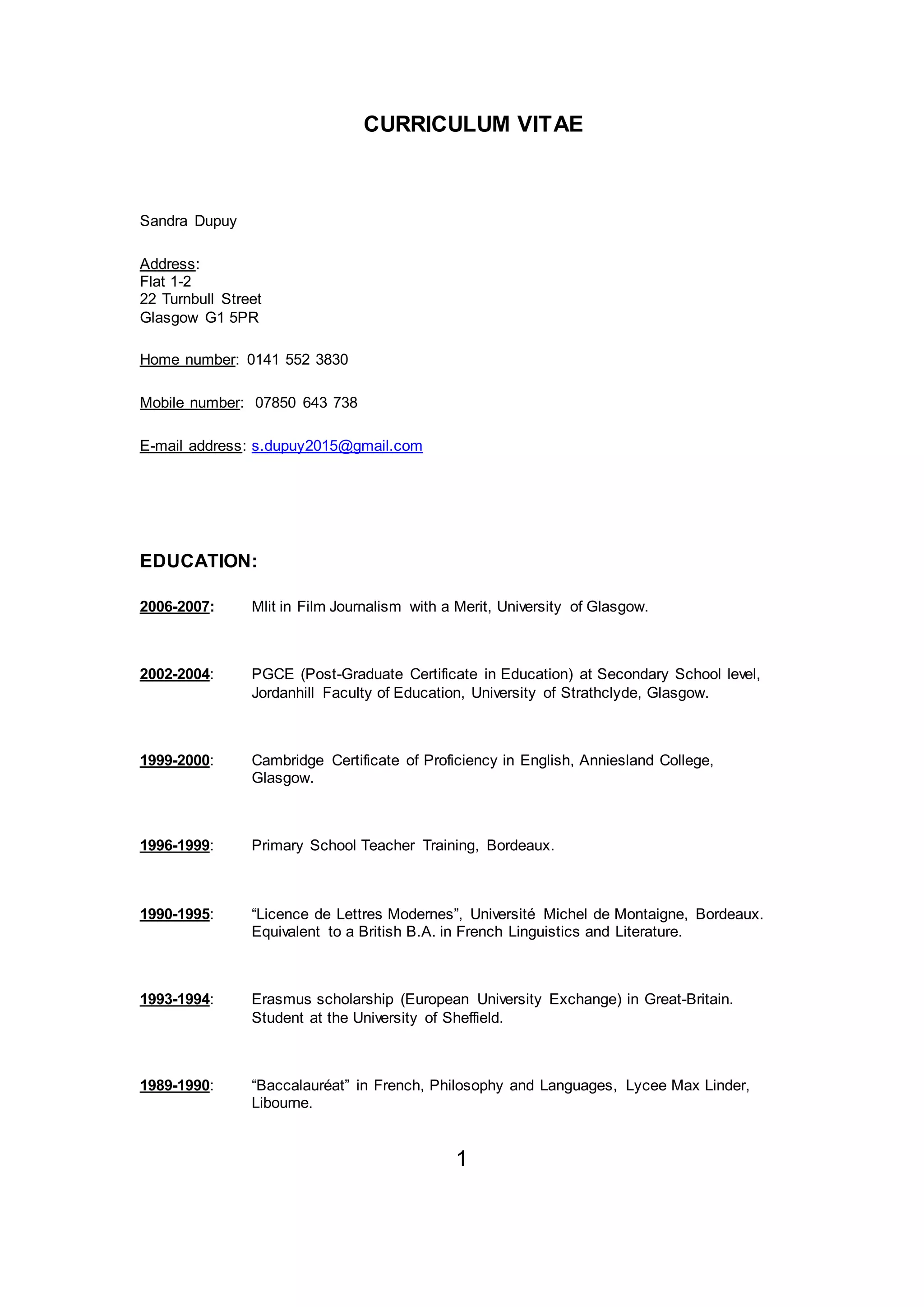 CV Sandra Dupuy | DOCX