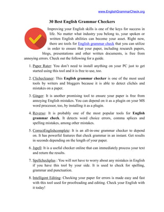 30 Best English Grammar Checkers | PDF