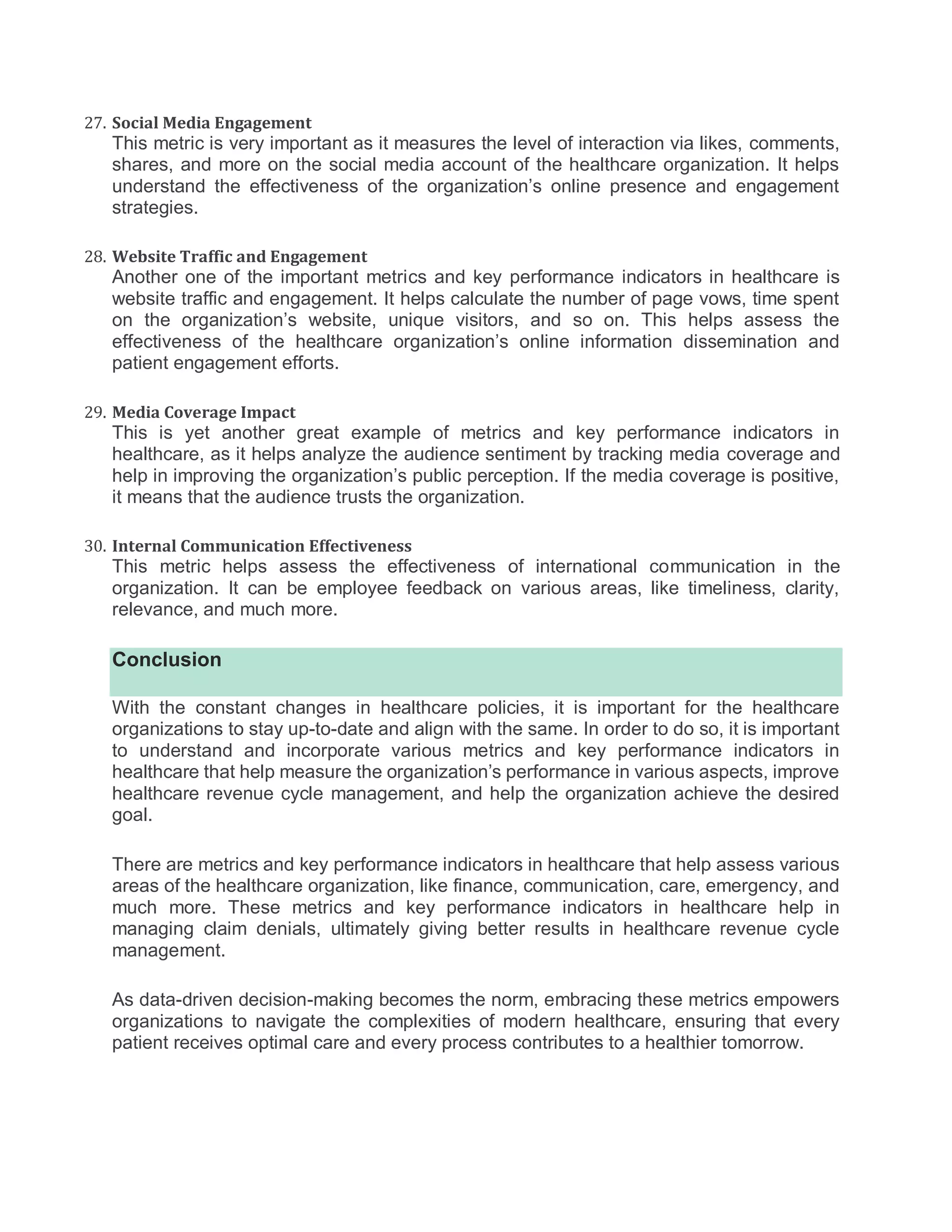 30 Best Healthcare KPIs and Metric Examples.pdf