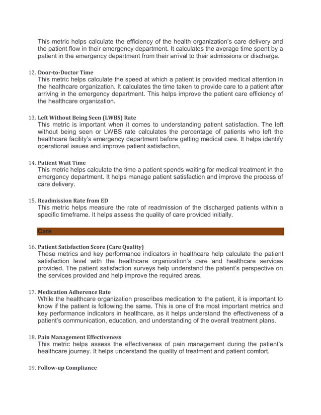 30 Best Healthcare KPIs and Metric Examples.pdf