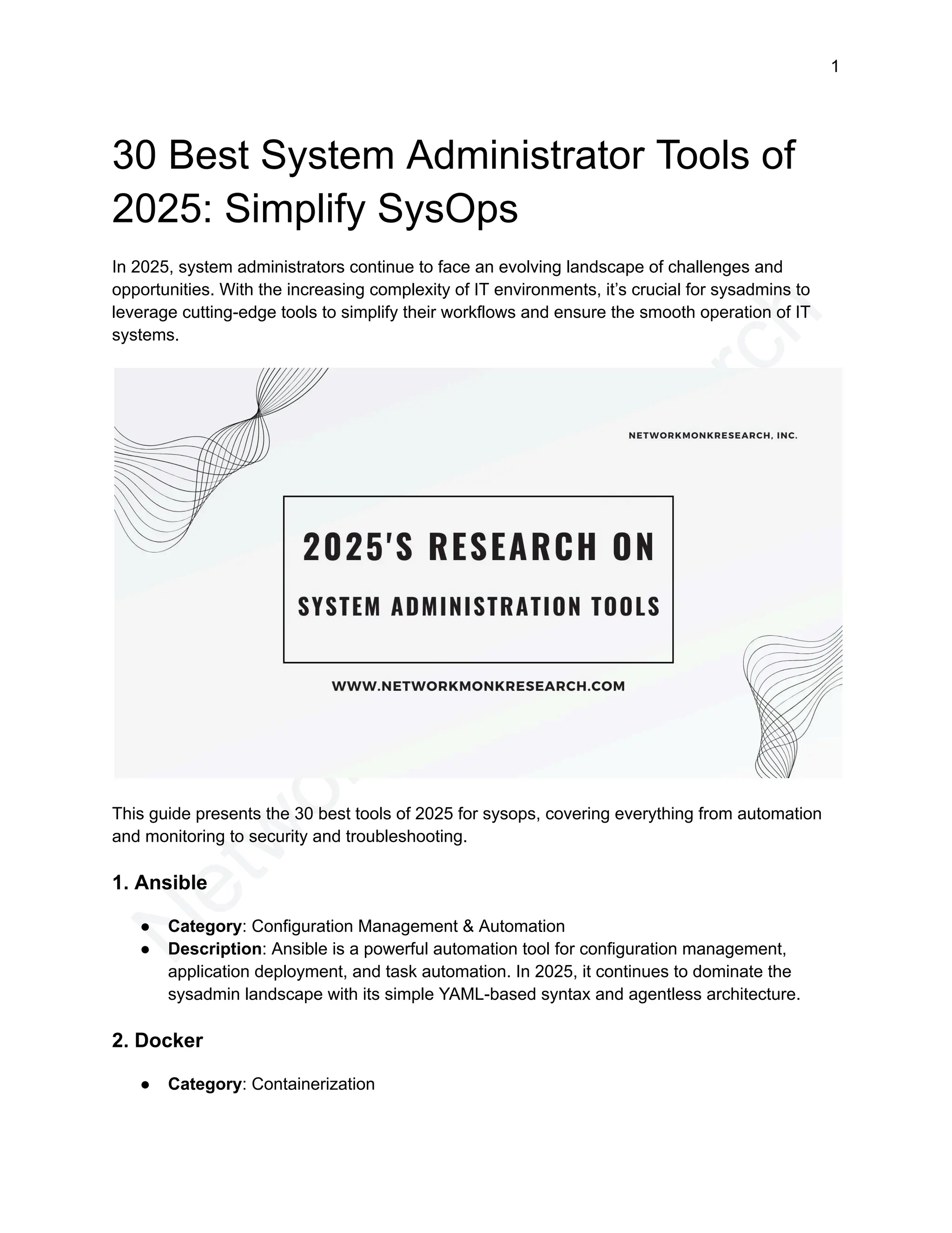 30 Best System Administrator Tools of 2025 | PDF
