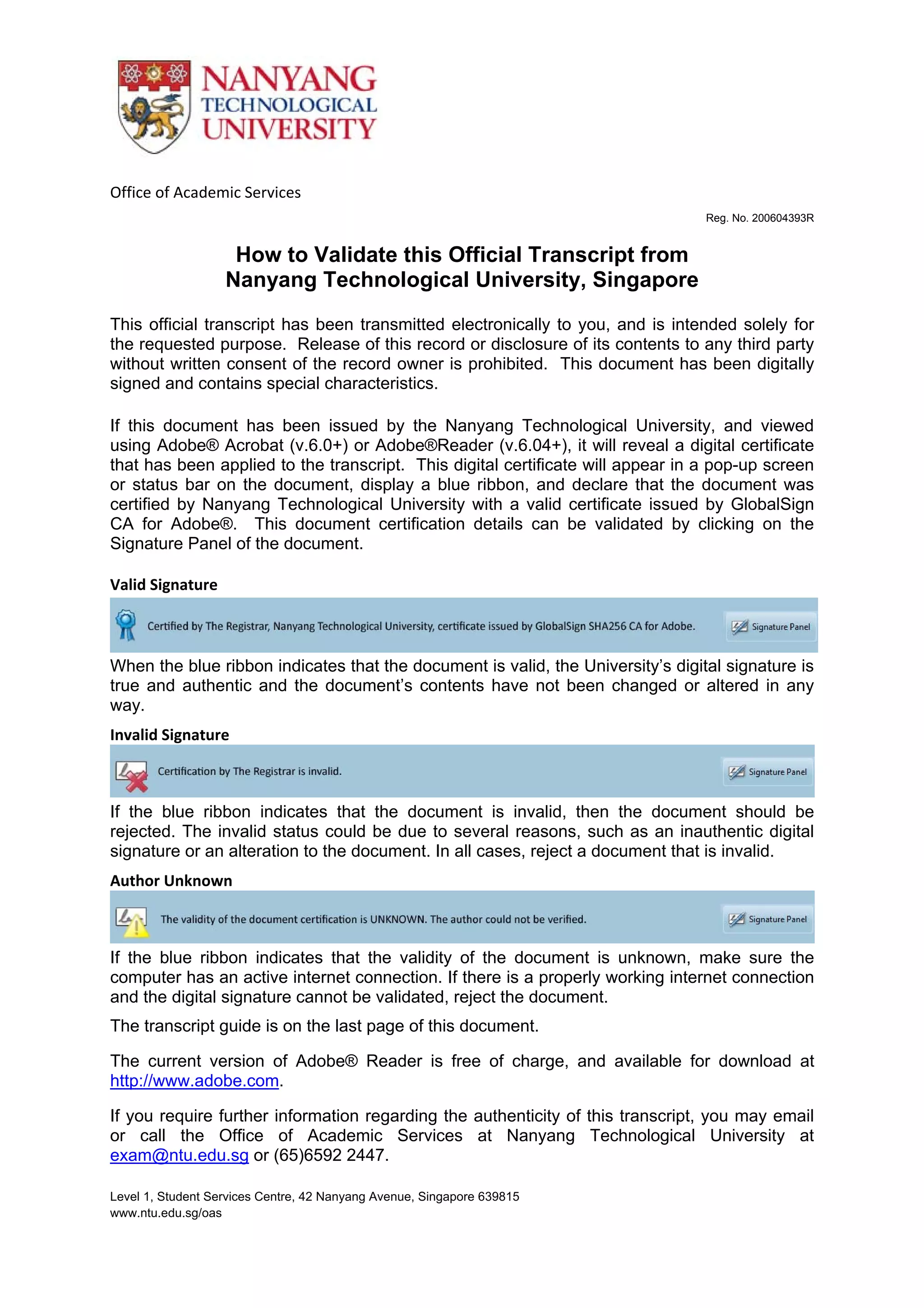 Erwin Junfryono's NTU transcript | PDF | Educational Assessment | Education