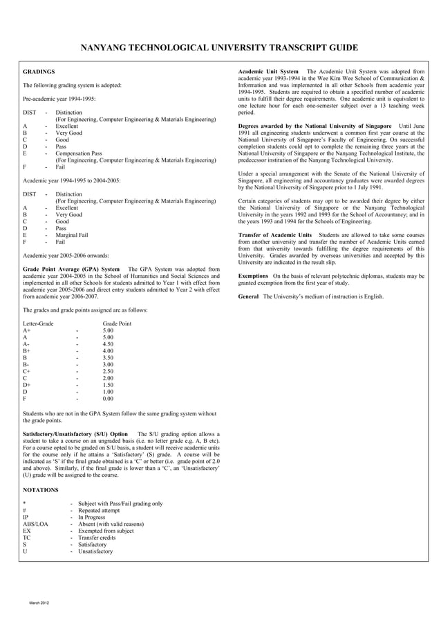 Erwin Junfryono's NTU transcript | PDF | Educational Assessment | Education