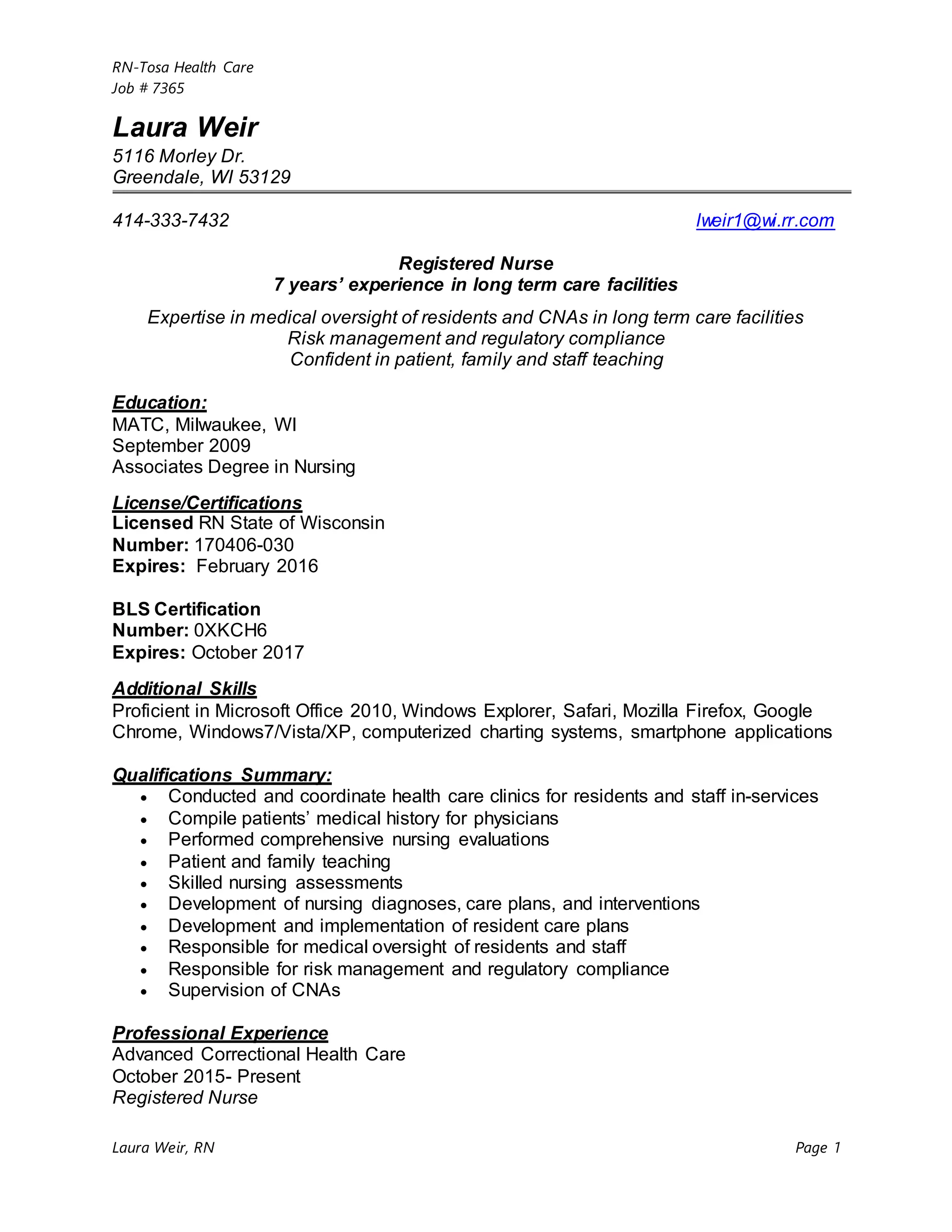 Laura Weir resume 2015 | PDF