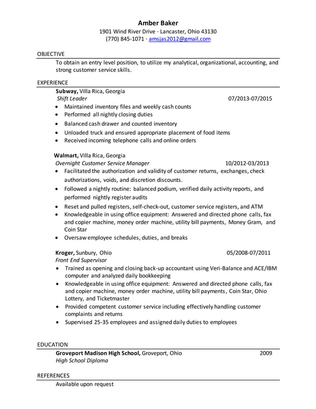Amber Baker's Resume | PDF