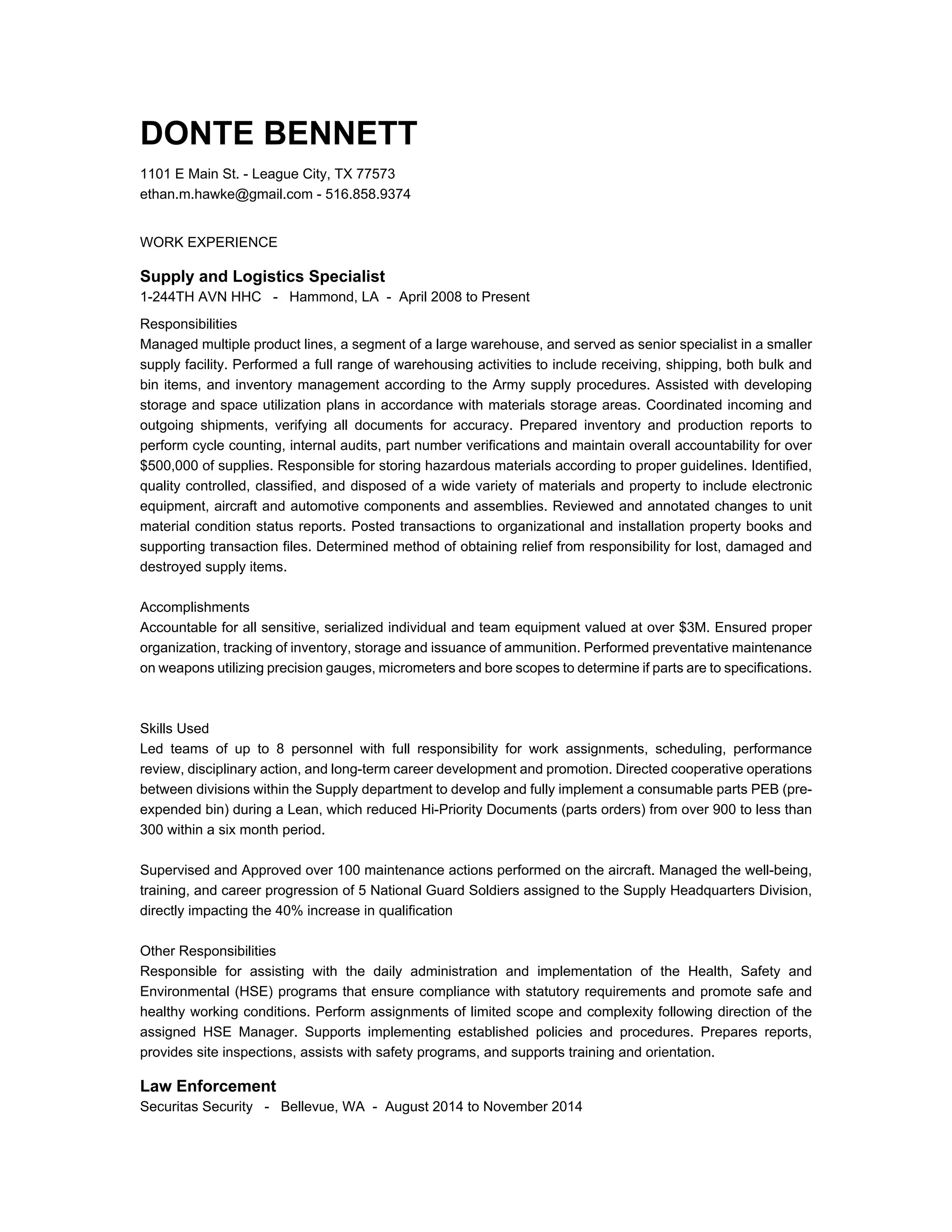 DONTE-BENNETT RESUME' | PDF