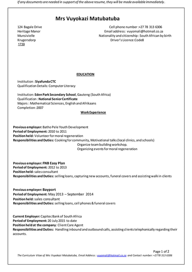 Mrs Mtubatuba CV | DOCX