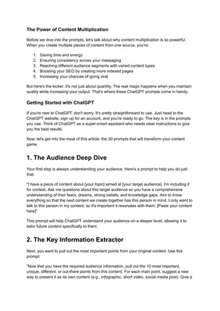 30 ChatGPT Prompts to Generate 30 Variations from One Content Source.pdf