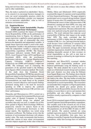 Corporate Social Sustainability Practice and Financial Performance of ...