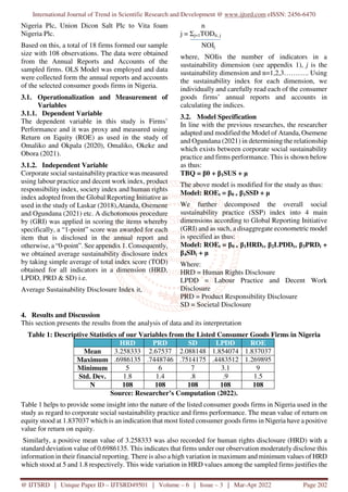 Corporate Social Sustainability Practice and Financial Performance of ...