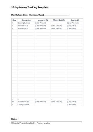 30 Day Challenge - Money Tracking Template.docx