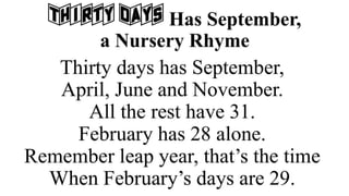 Thirty Days Has September: Months in ASL | PPT
