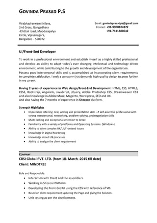 Govinda Prasad_Resume | DOC