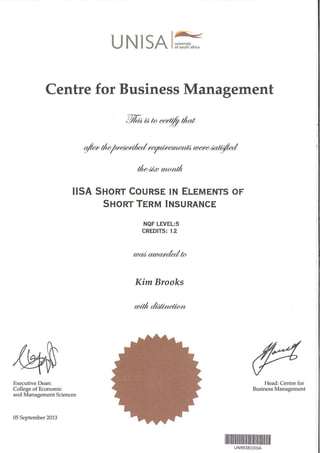 UNISA Certificate | PDF