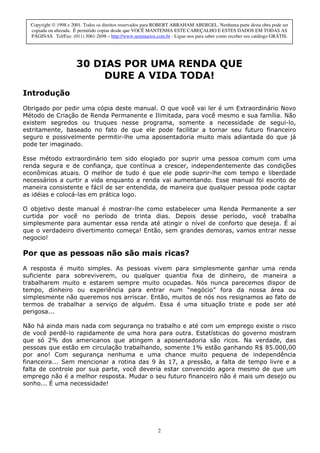 30 dias por uma renda que dure a vida toda robert abraham | PDF