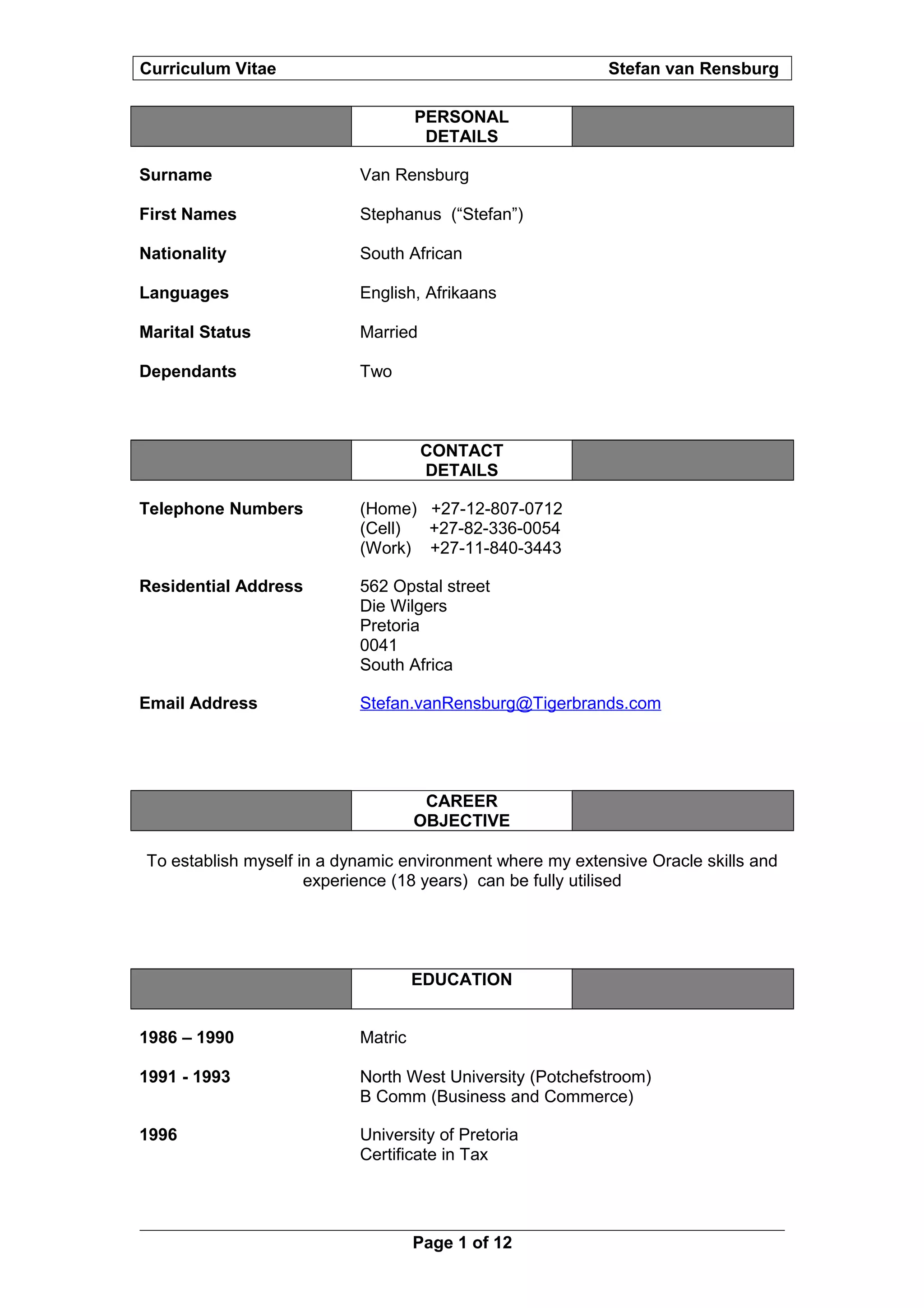 Stefan.van.Rensburg - CV-v1 | DOC