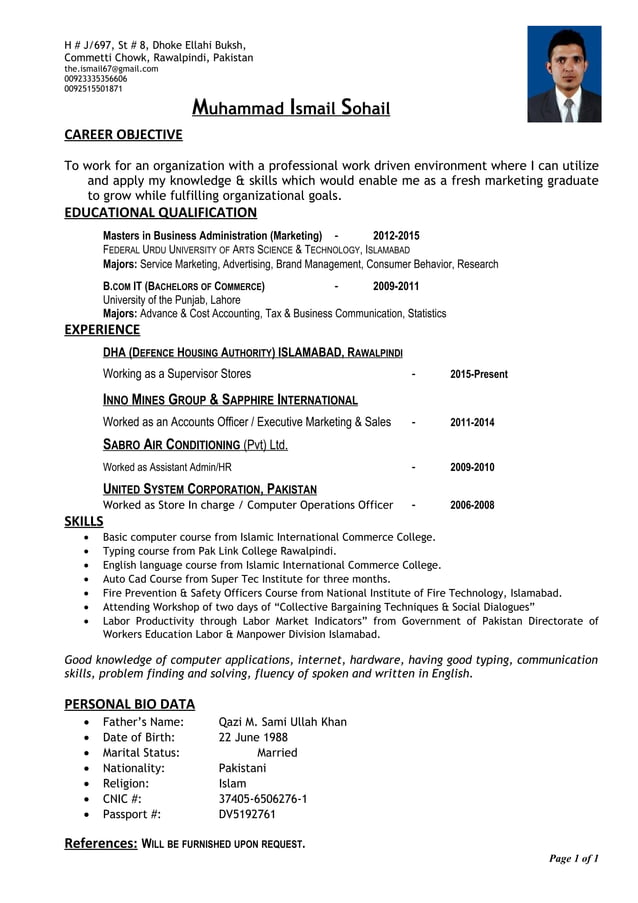 M Ismail Sohail S CV | PDF