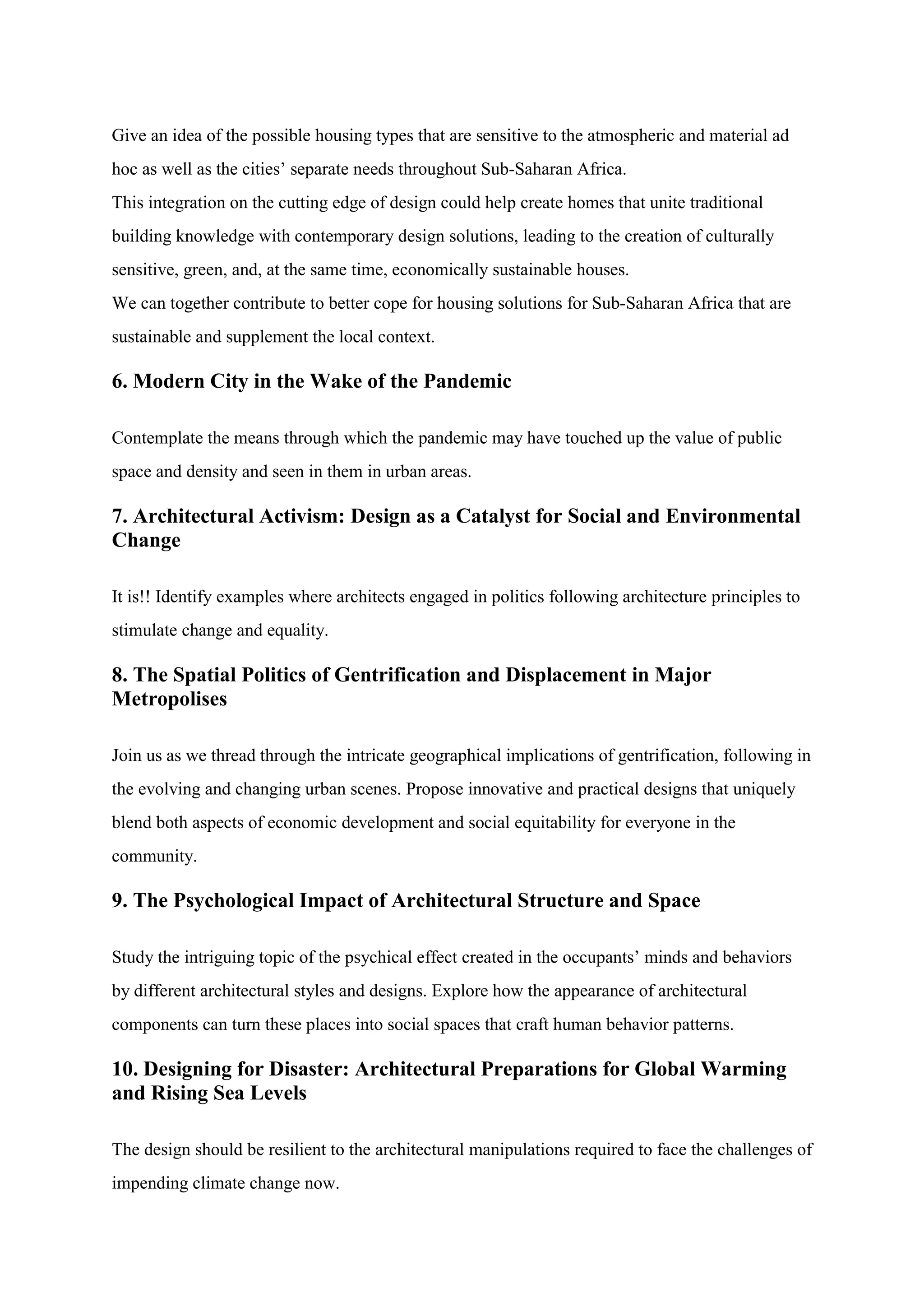 30 Exciting Architecture Thesis Topics to Explore in 2024. | PDF