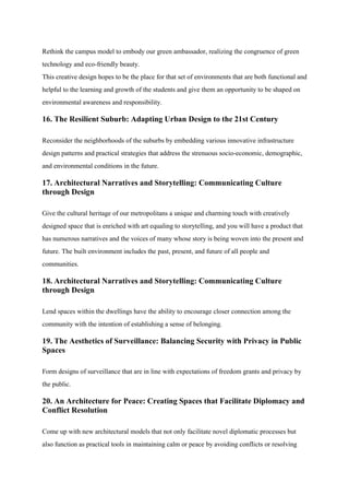 30 Exciting Architecture Thesis Topics to Explore in 2024. | PDF