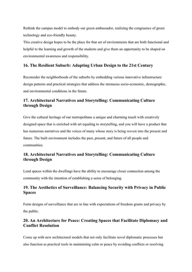 30 Exciting Architecture Thesis Topics to Explore in 2024. | PDF