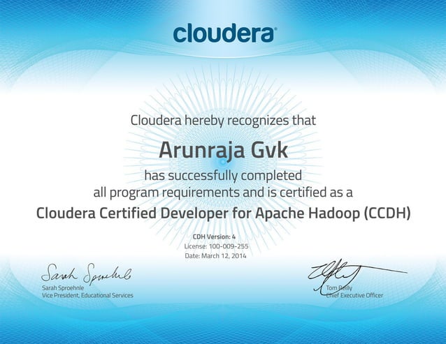 Arunraja Cloudera Hadoop | PDF