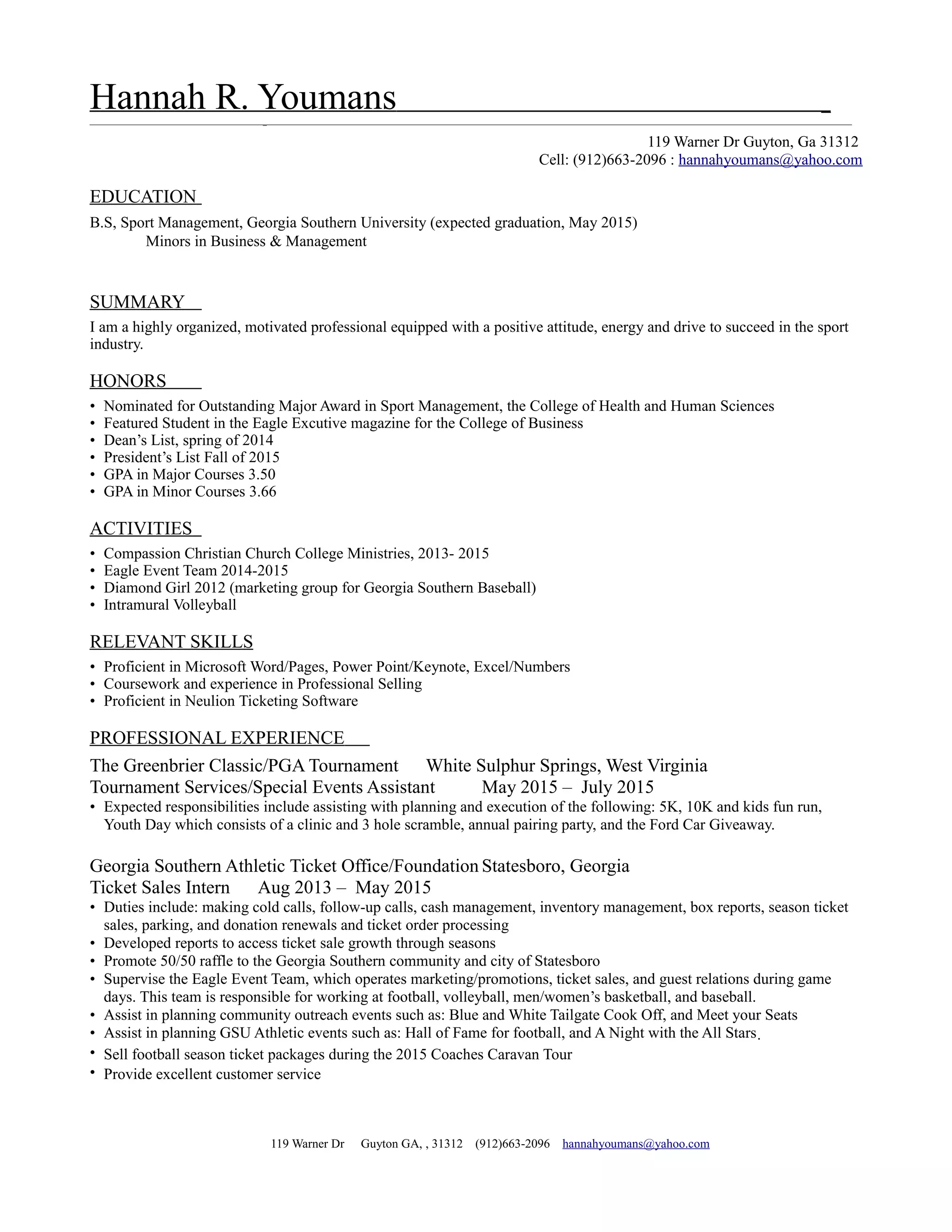 Resume_Hannah_Youmans_Apr2015 | DOC