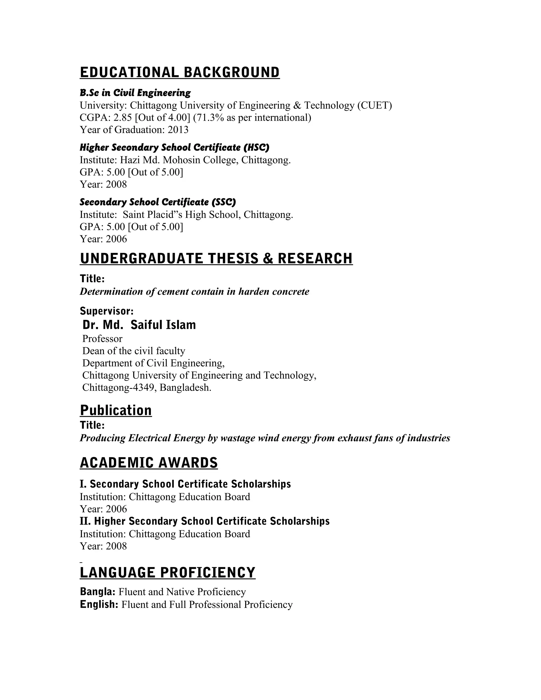 resume of Ratul with pic with signature | PDF