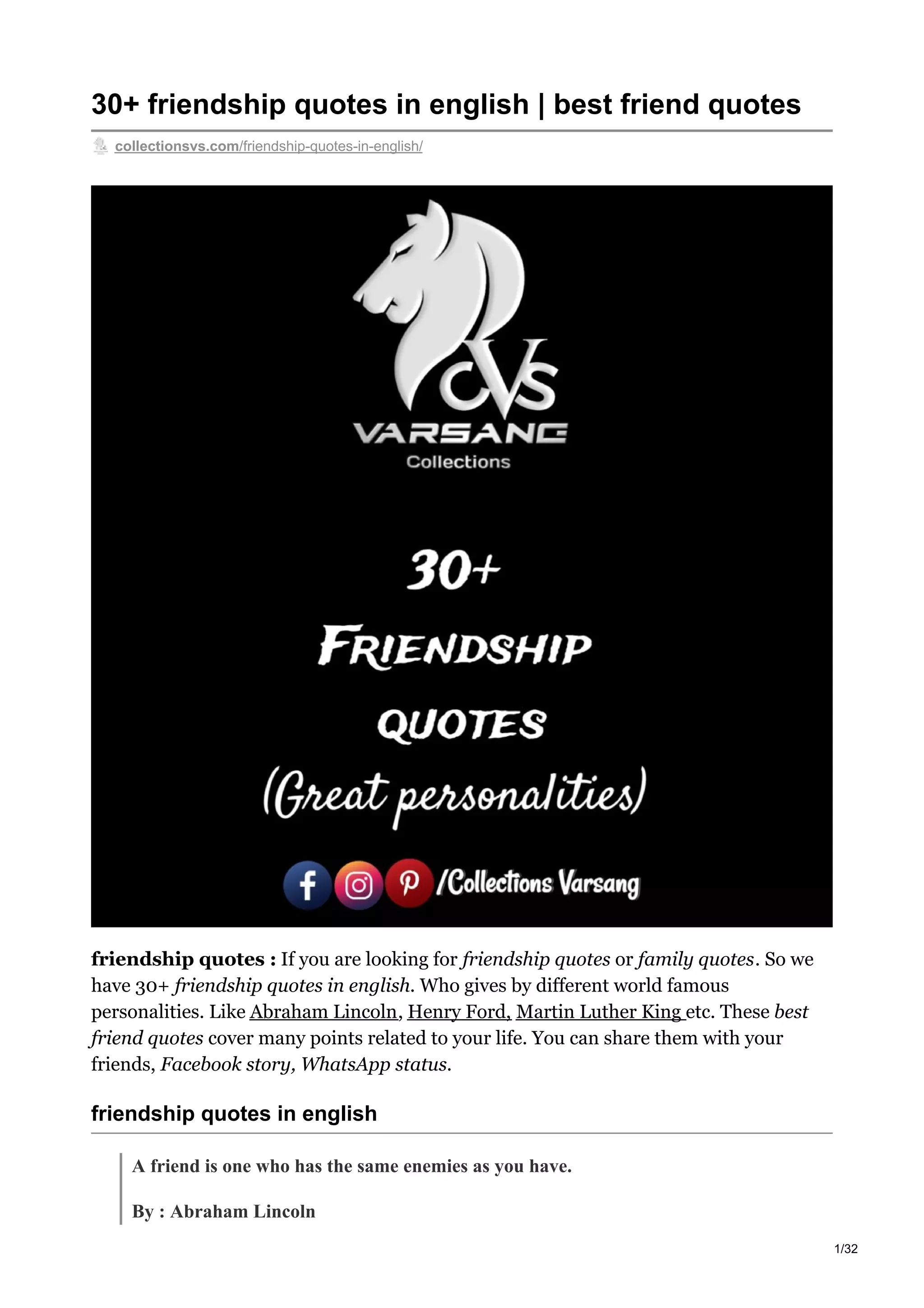 30 friendship quotes in english best friend quotes | PDF
