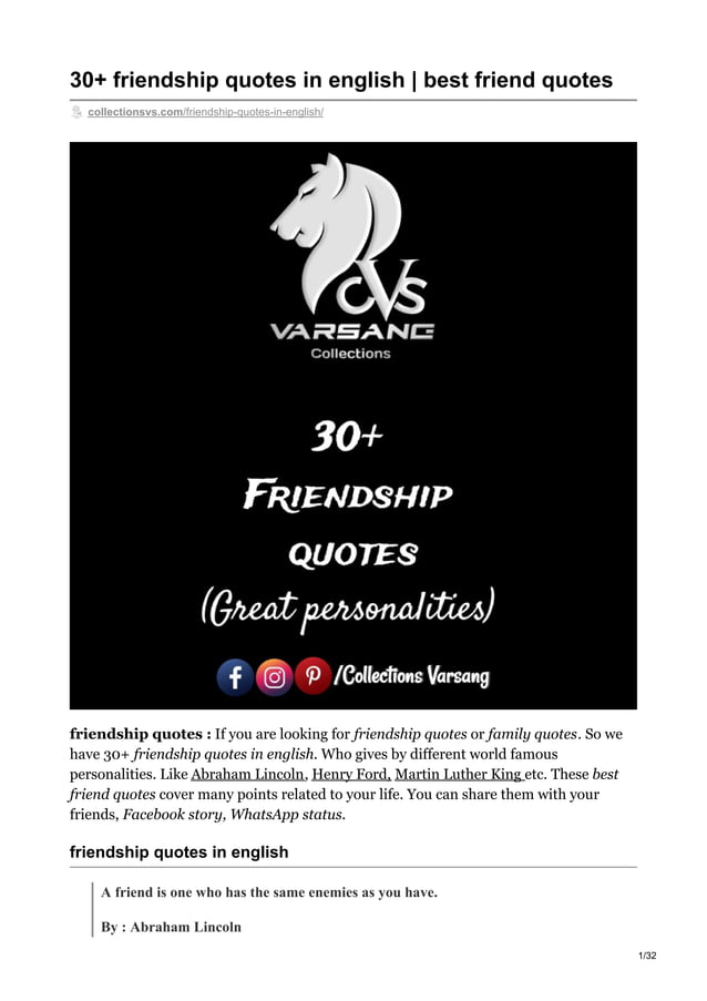 30 friendship quotes in english best friend quotes | PDF