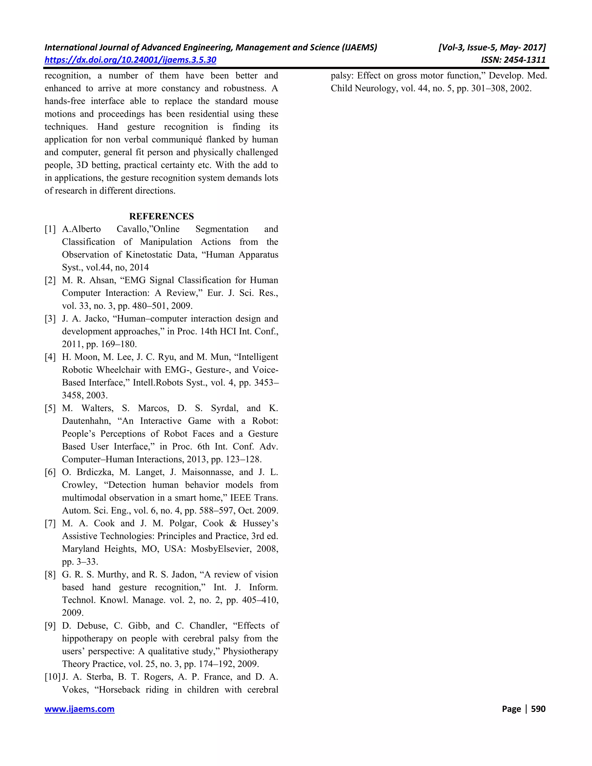 Human Computer Interaction Based Hemd Using Hand Gesture Pdf