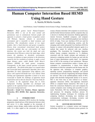 Human Computer Interaction Based HEMD Using Hand Gesture | PDF