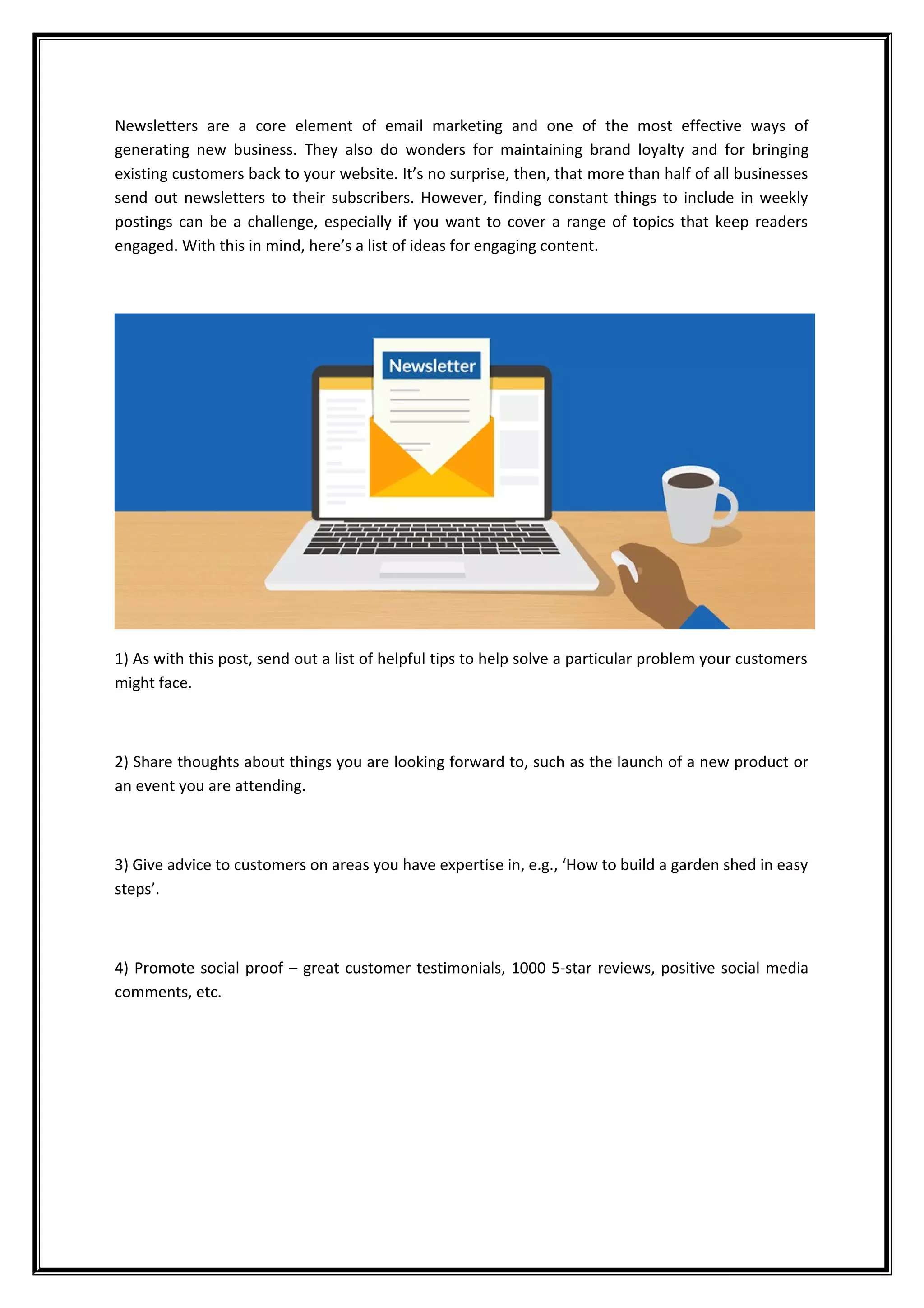 30 Ideas For Engaging Newsletter Content | PDF