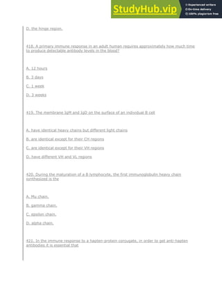 30 Immunology Questions And Answers | PDF