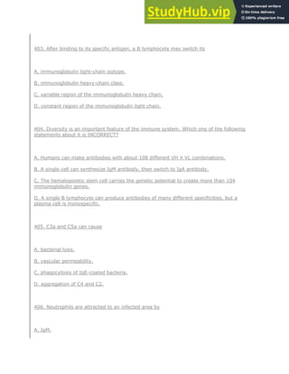 30 Immunology Questions And Answers | PDF