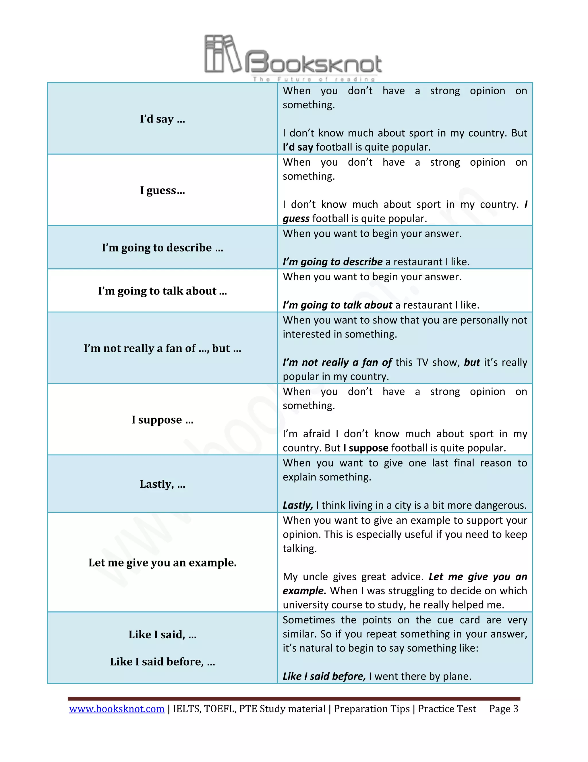 30 incredibly useful phrases for speaking part 2 | PDF