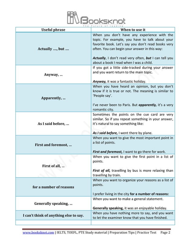30 incredibly useful phrases for speaking part 2 | PDF