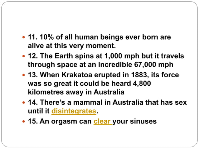 30 interesting facts about science | PPTX | Geography | Science