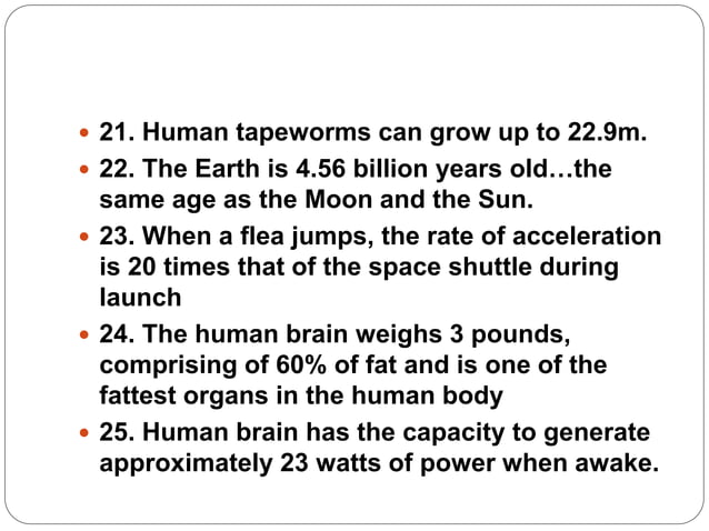 30 interesting facts about science | PPTX | Geography | Science