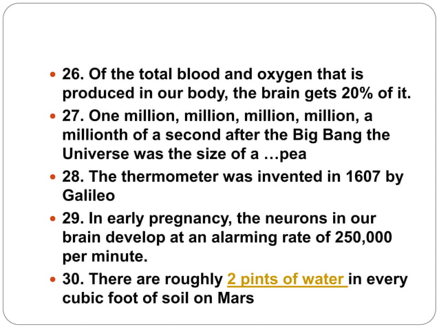 30 interesting facts about science | PPTX | Geography | Science