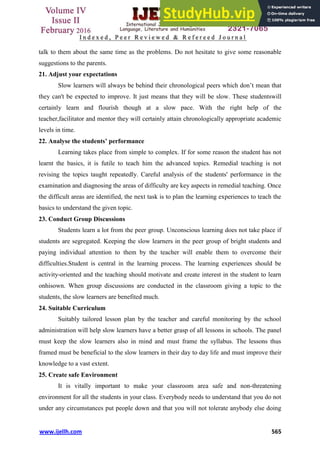 30 Methods To Improve Learning Capability In Slow Learners | PDF