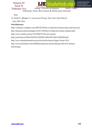 30 Methods To Improve Learning Capability In Slow Learners | PDF