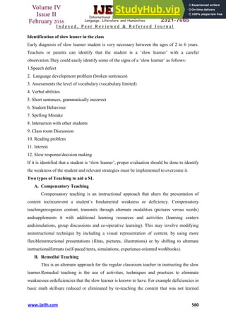 30 Methods To Improve Learning Capability In Slow Learners | PDF