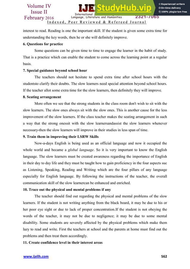 30 Methods To Improve Learning Capability In Slow Learners | PDF