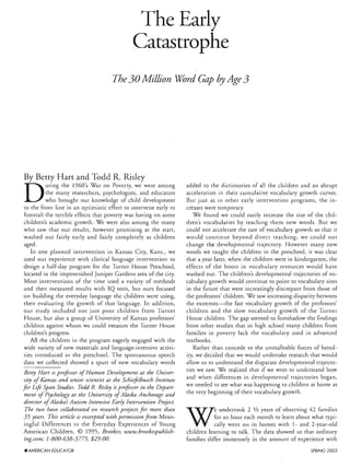 30 millions words the early-catastrophe | PDF