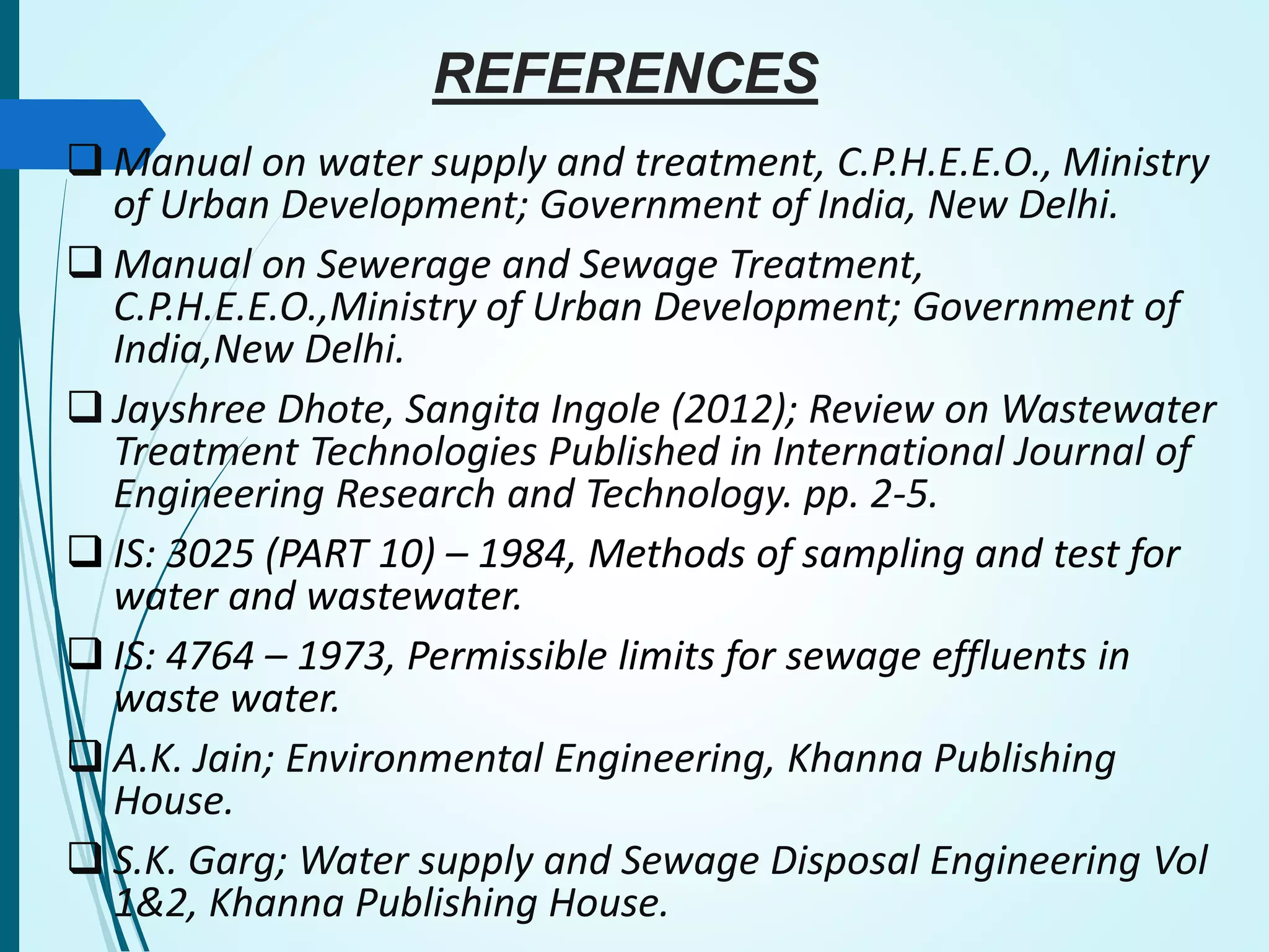 DESIGN OF A SEWAGE TREATMENT PLANT | PPTX