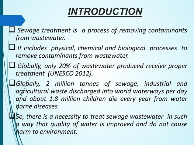 DESIGN OF A SEWAGE TREATMENT PLANT | PPTX | Indoor Environmental ...