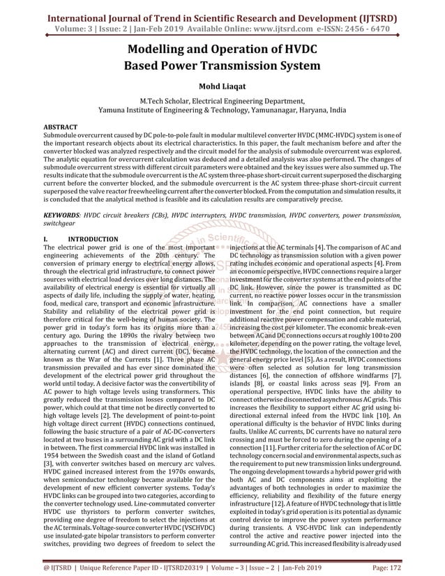 Modelling and Operation of HVDC Based Power Transmission System | PDF
