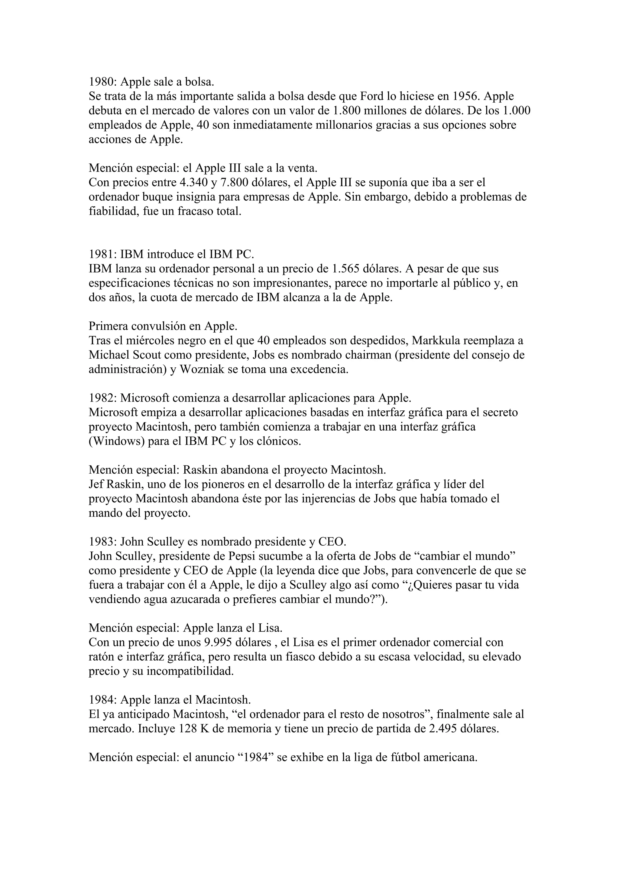 30 Momentos Clave De La Historia De Apple | PDF