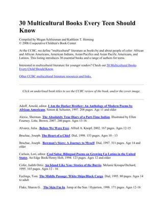 30 multicultural books every teen should know | DOCX